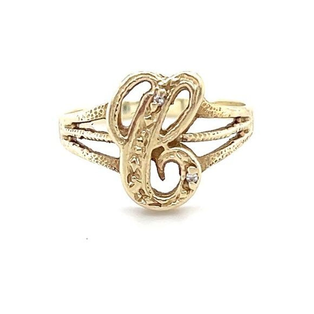 10K Gold Initial C Ring - Etsy