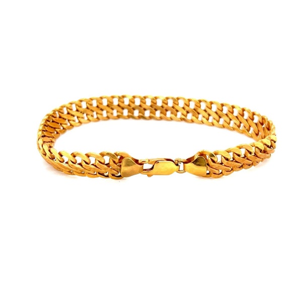 14k Gold Wide Link Bracelet - Gem