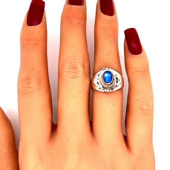925 Silver Blue Stone Poison Ring - Gem