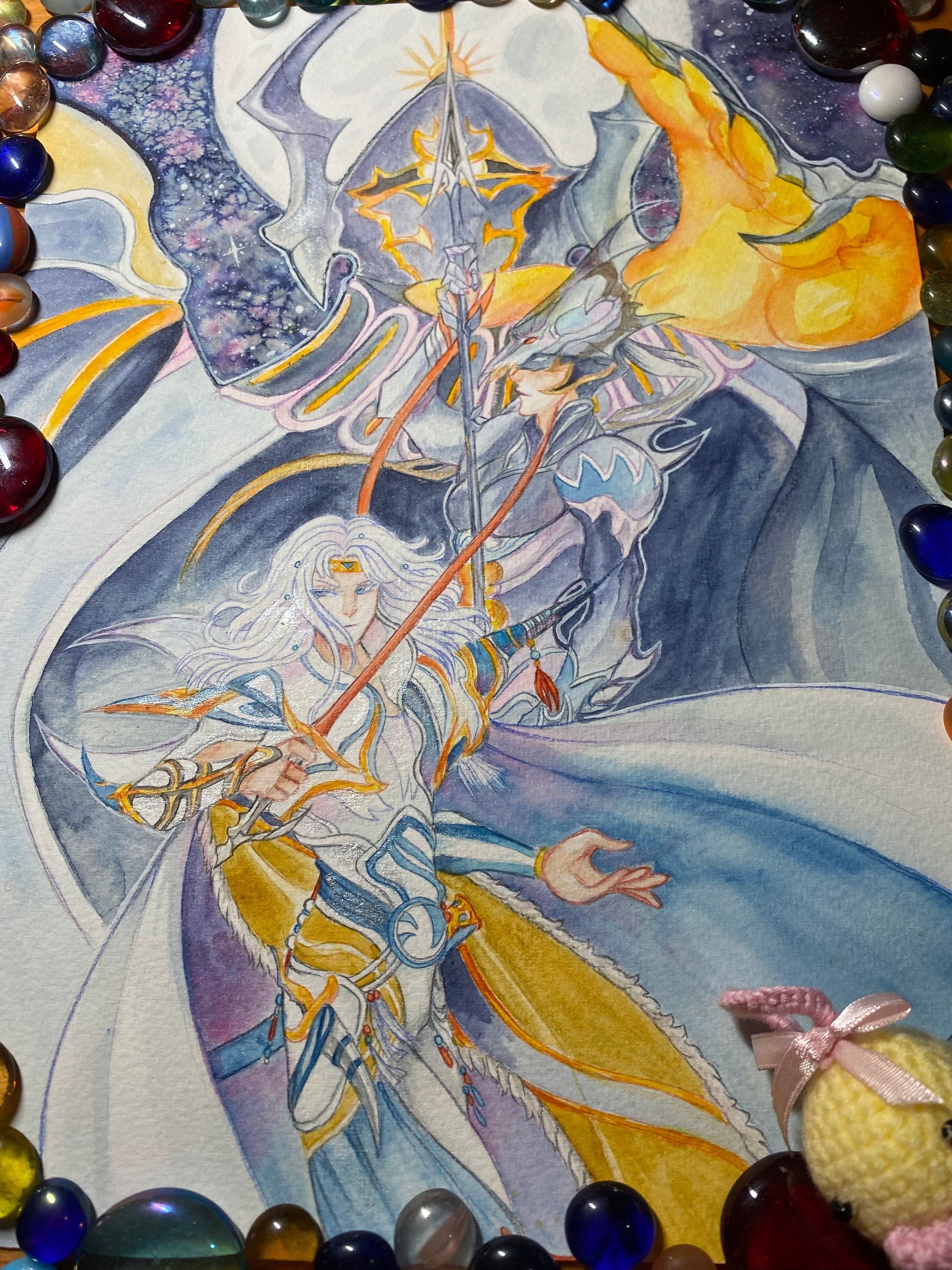 Watercolor A3 of Cecil, Kain and Golbez FFIV - Etsy