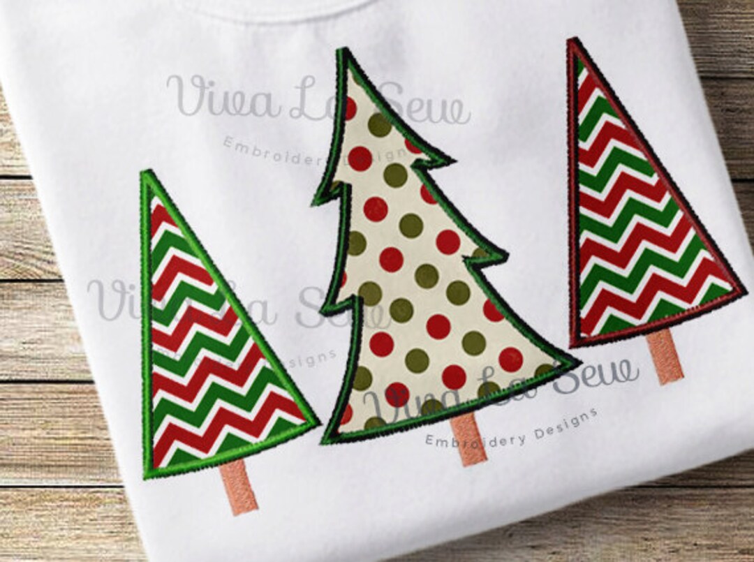 Instant Download Christmas Tree Trio Appliqué Holiday Embroidery Design ...