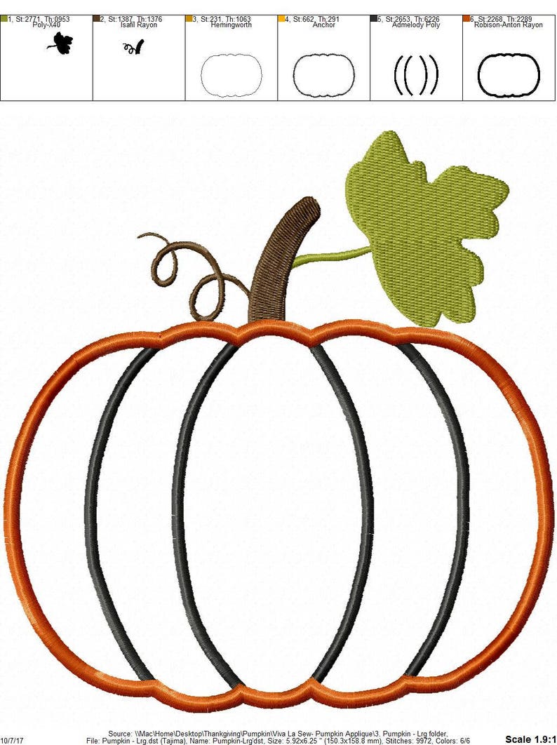 Pumpkin Applique Embroidery Design / Fall / Pumpkin Patch | Etsy