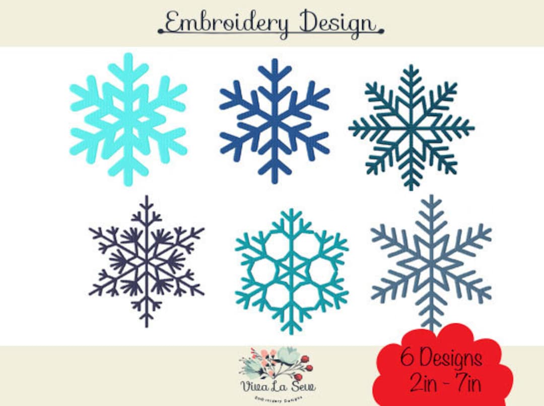 6 Snowflakes Machine Embroidery Designs SET of 6 Snowflake in Assorted ...