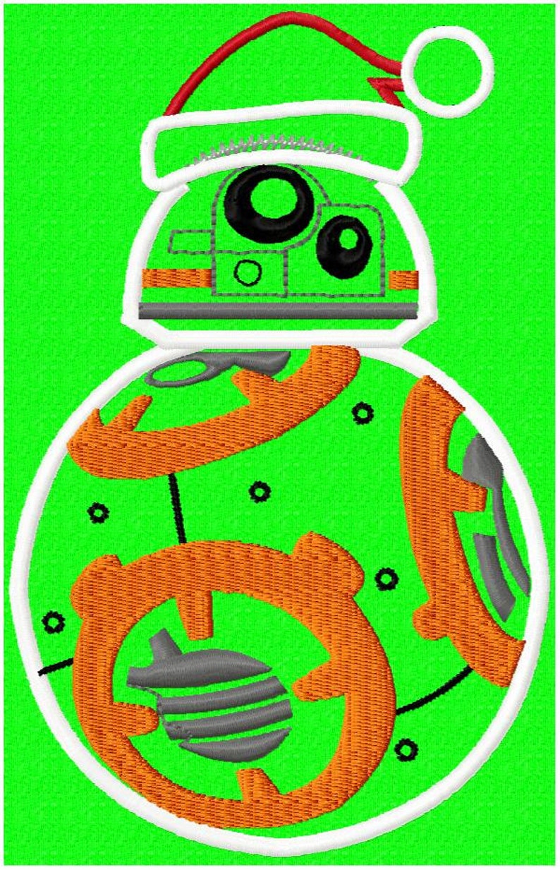 BB8 With Santa Hat Applique Star Wars Embroidery Design - Etsy