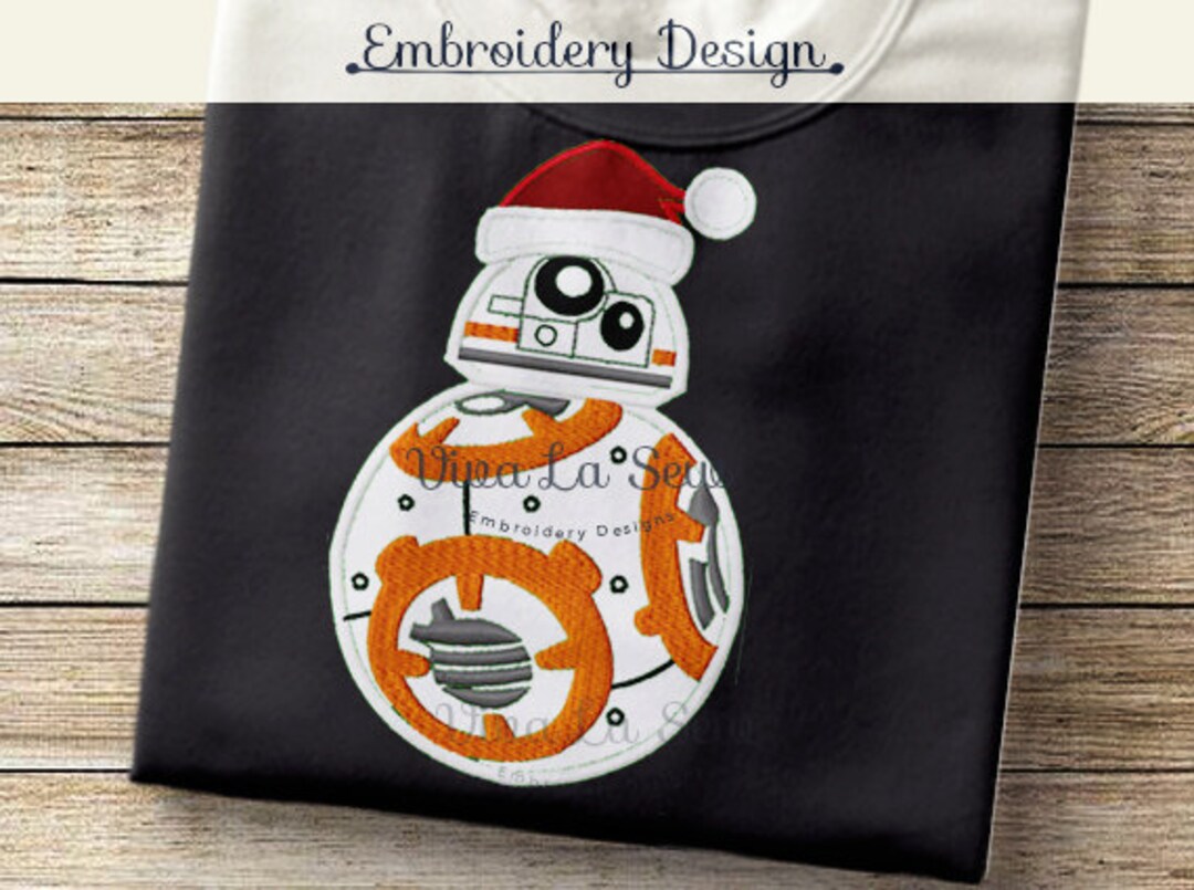 BB8 With Santa Hat Applique Star Wars Embroidery Design - Etsy