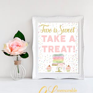 Two is Sweet Take a Treat Sign, Two Sweet Birthday Sign, Two Sweet ...