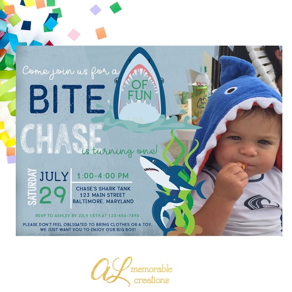 Shark Bite Invite - Etsy