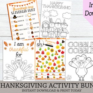 Thanksgiving Activity Bundle Printable, Kids Thanksgiving Activities ...