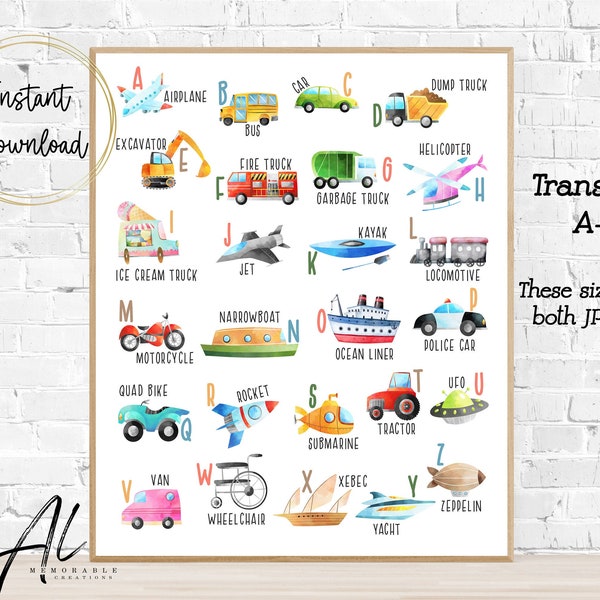 Transportation Alphabet - Etsy