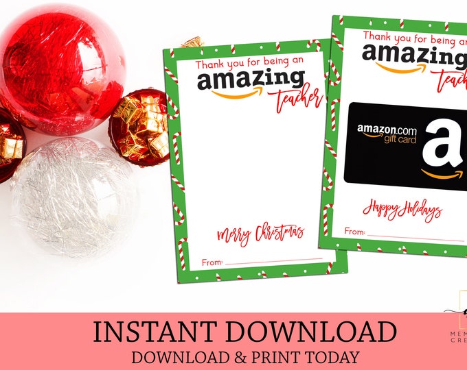 Christmas Amazon Gift Card Holder Printable Amazon Gift Card - Etsy