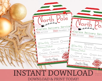 Christmas Gift Tag North Pole Gift Tag Santa Claus Gift Tag - Etsy