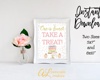 Two is Sweet Take a Treat Sign, Two Sweet Birthday Sign, Two Sweet ...