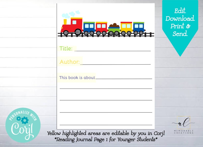 Editable Transportation Reading Log Edit Yourself Train - Etsy