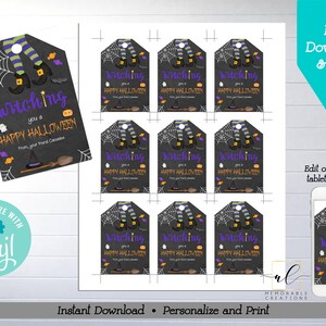 Witch Halloween Printable Tags, Edit Yourself Witching You A Happy ...