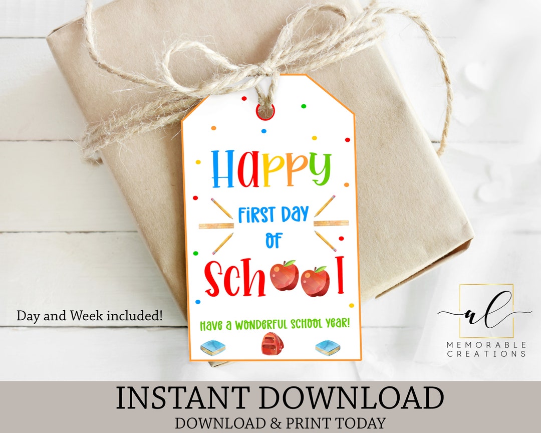 Back to School Gift Tags, Happy First Day of School Tag, Teacher Gift ...