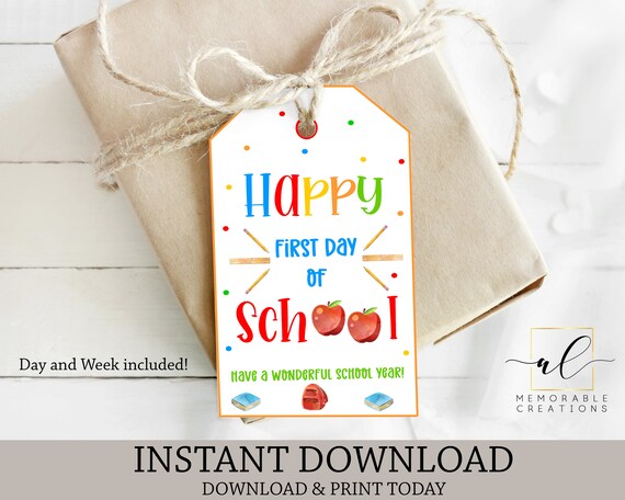 Back to School Gift Tags Happy First Day of School Tag - Etsy