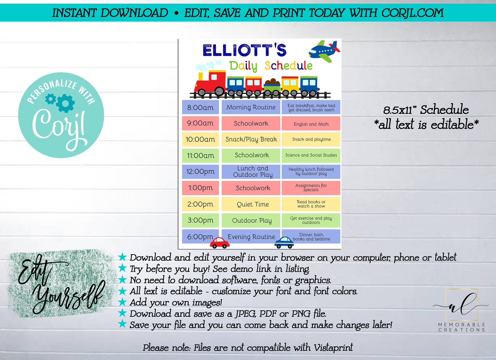 Editable Transportation Daily Schedule Edit Yourself Train - Etsy