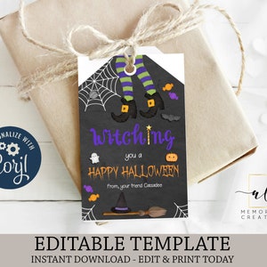Witch Halloween Printable Tags, Edit Yourself Witching You A Happy ...