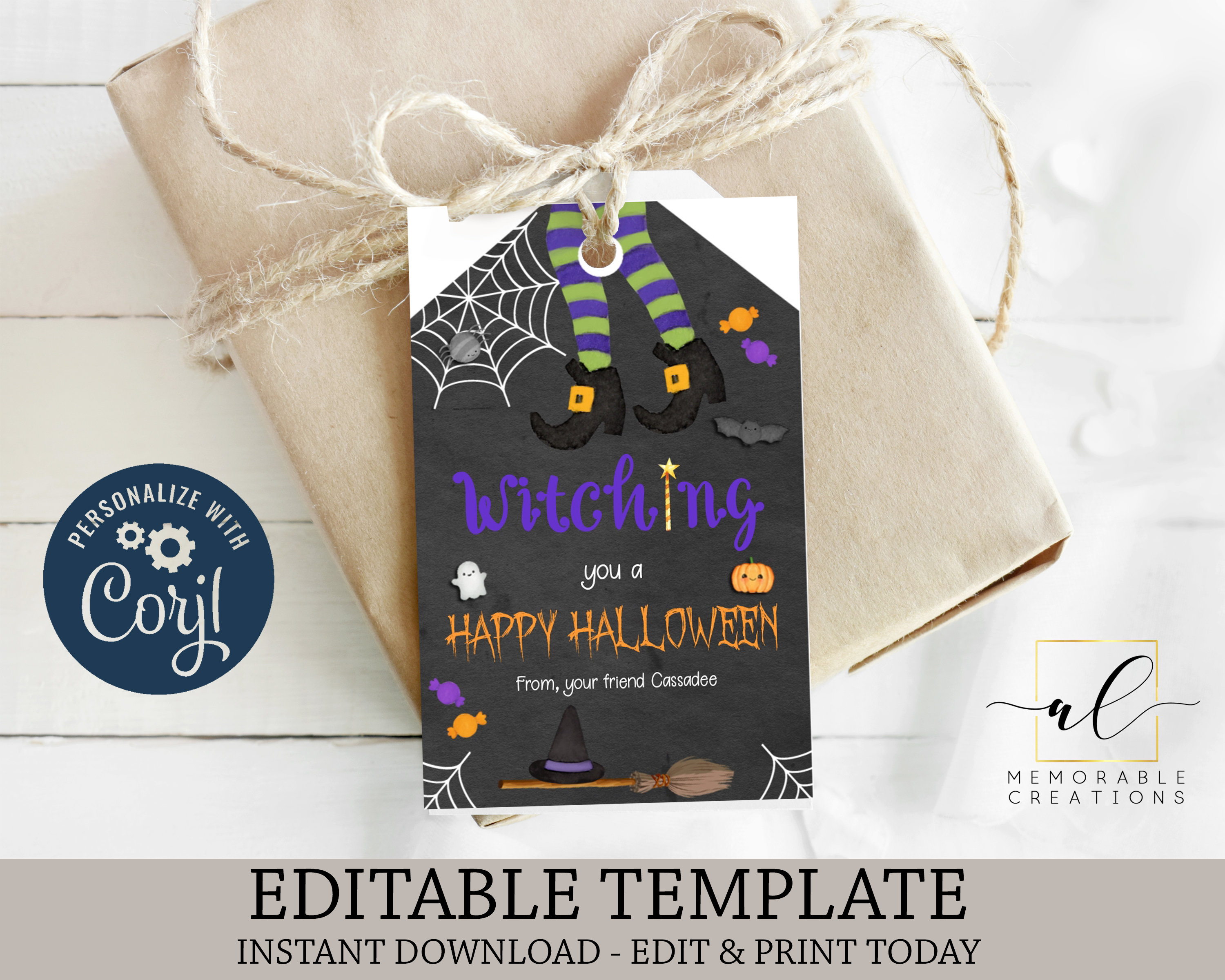 Witch Halloween Printable Tags, Edit Yourself Witching You A Happy ...