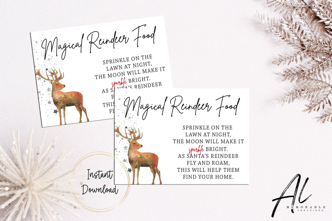 Magic Reindeer Food Tag Printable, Magical Reindeer Food Card, Kid ...