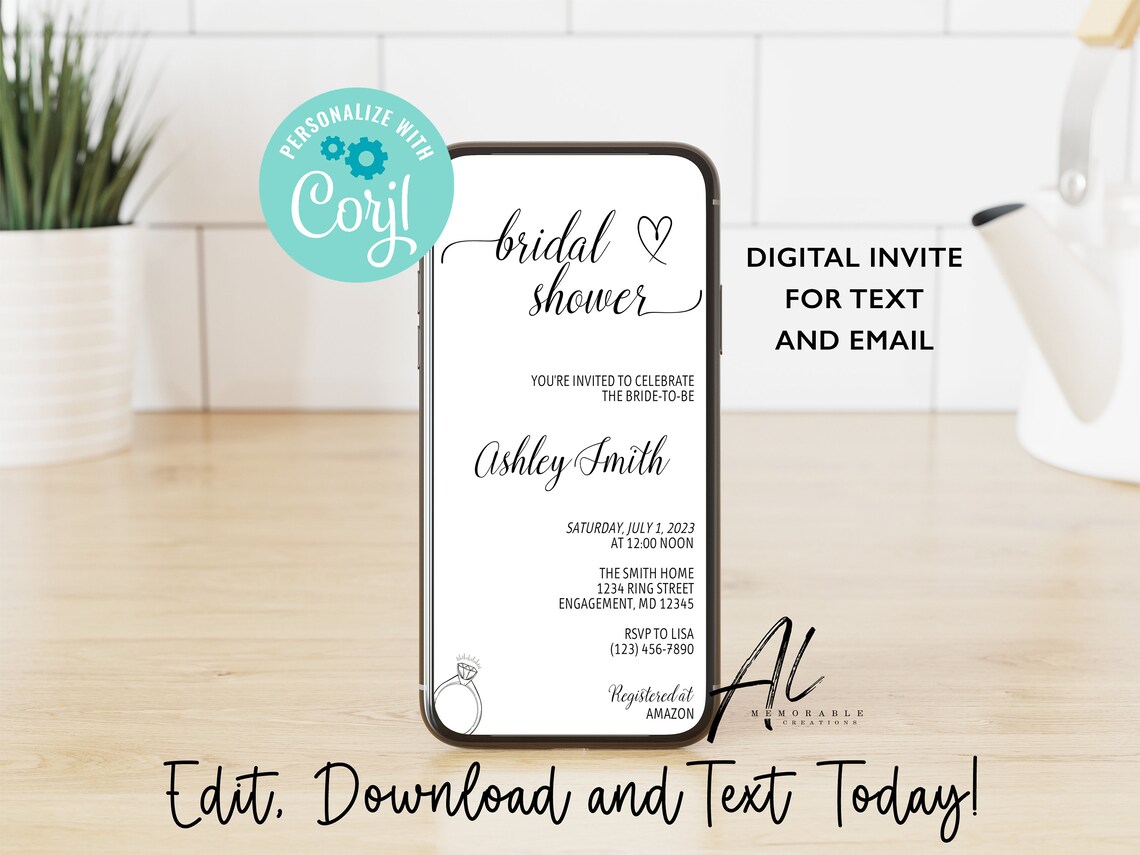 Minimalist Bridal Shower Electronic Invitation, Editable Bridal Shower ...