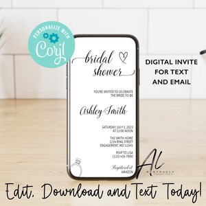 Minimalist Bridal Shower Electronic Invitation, Editable Bridal Shower ...