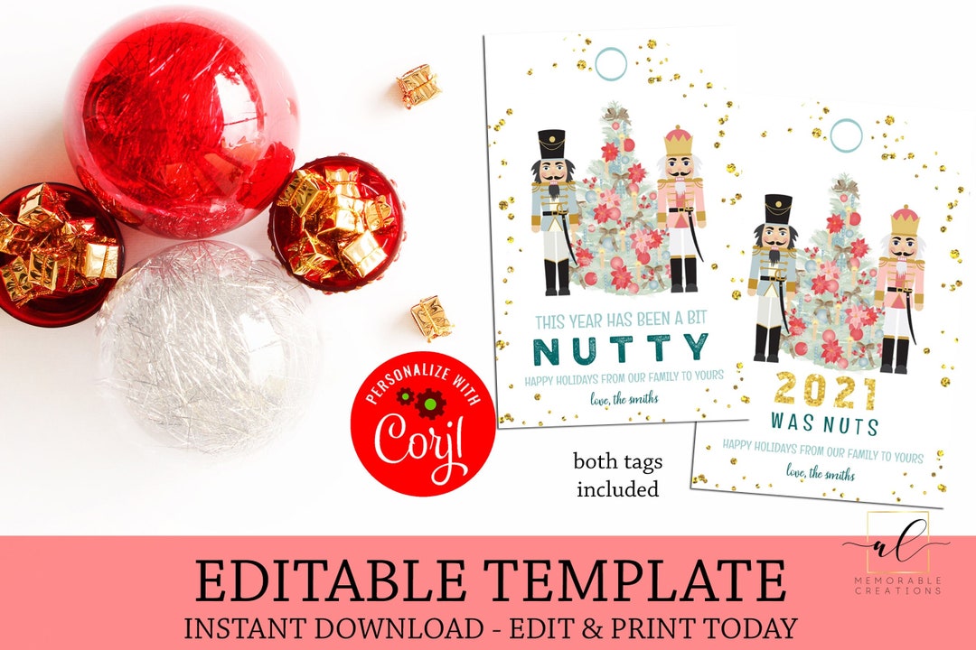 2021 Nutcracker Printable Tags, Editable Funny Nutcracker Christmas Tag ...