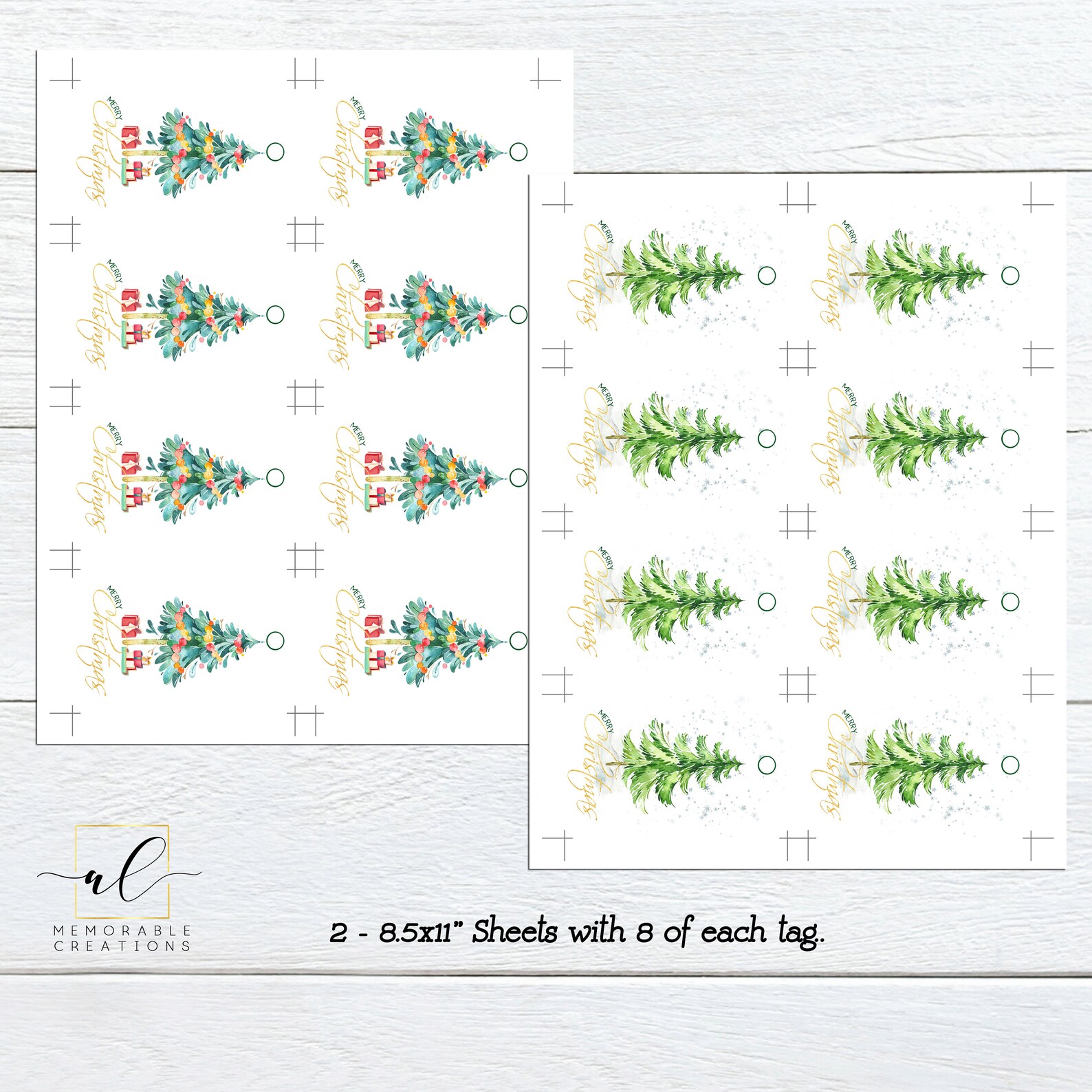 Christmas Tree Gift Tags Christmas Present Tags Snow Pine | Etsy