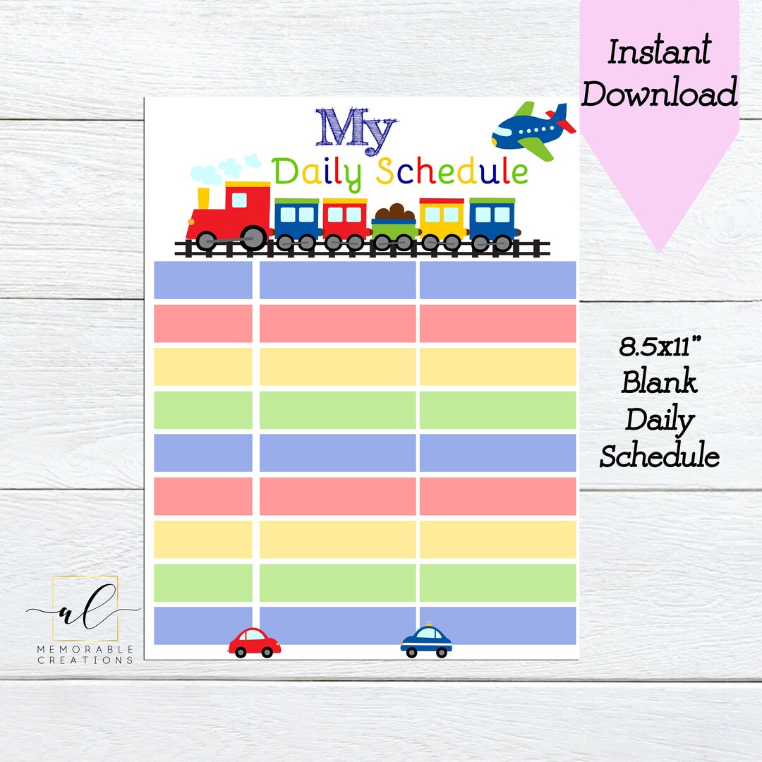 Transportation Daily Schedule, Train Daily Planner, Instant Download ...