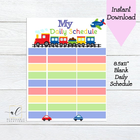 Transportation Daily Schedule Train Daily Planner Instant | Etsy
