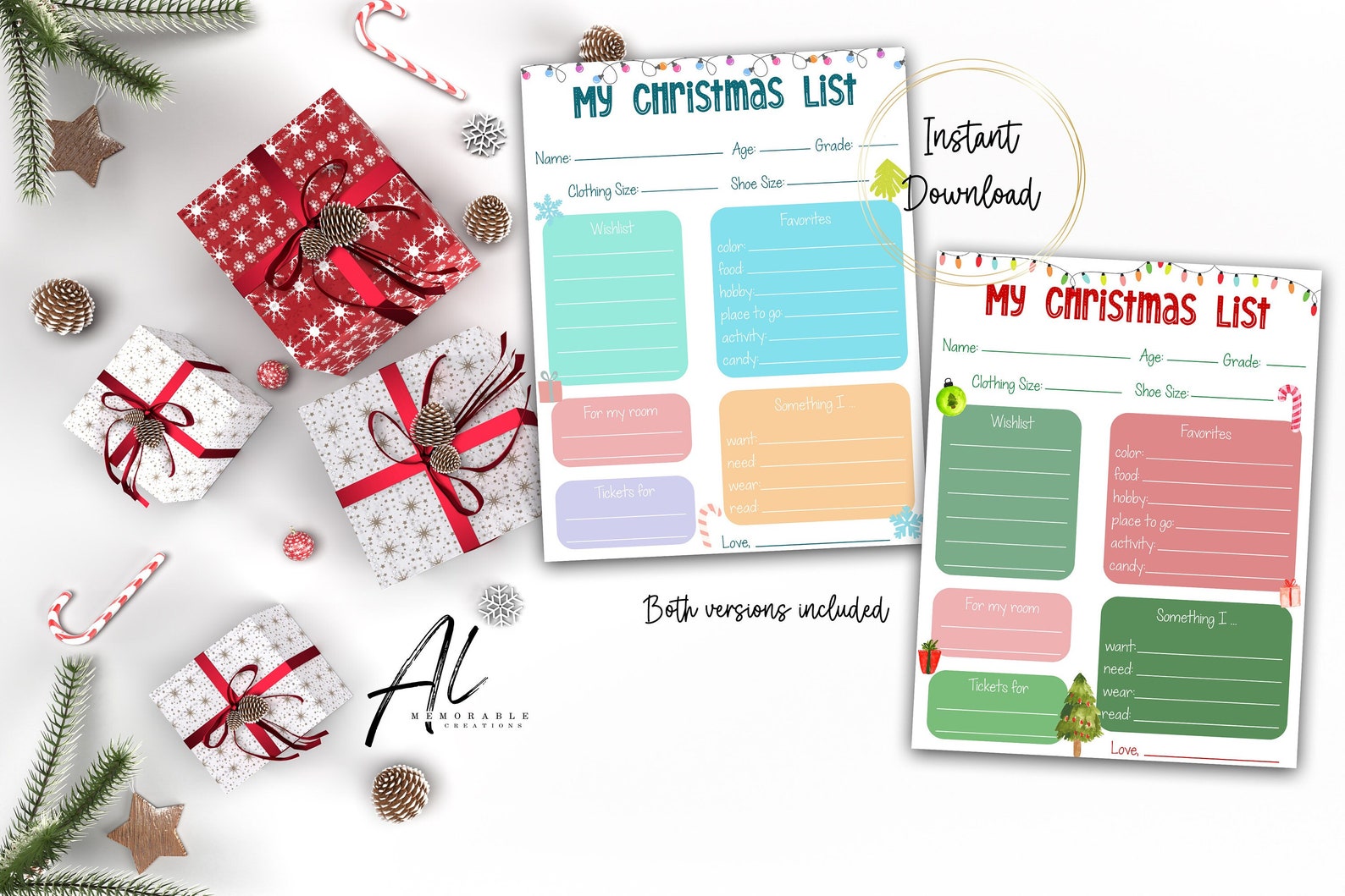 Letter to Santa Printable, Kids Christmas Wish List, Kids Letter to ...