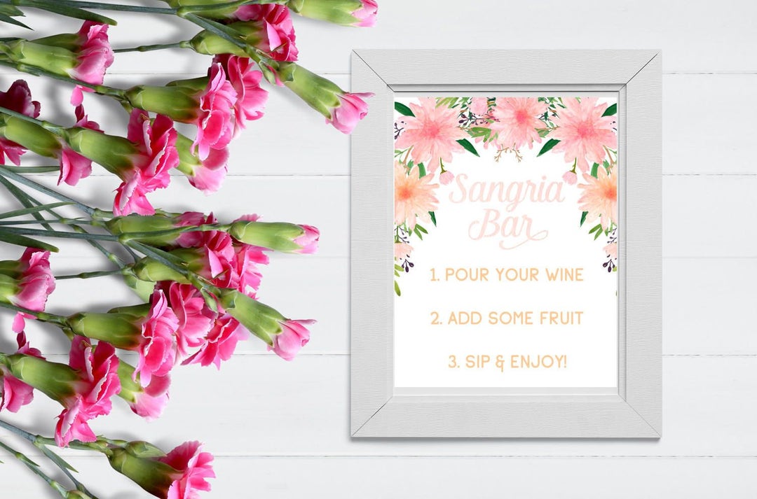 Sangria Bar Sign, Fruit Drink Bar Sign, Bridal Shower Sign, Baby Shower ...