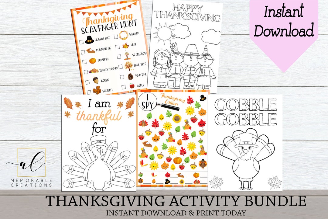 Thanksgiving Activity Bundle Printable, Kids Thanksgiving Activities ...