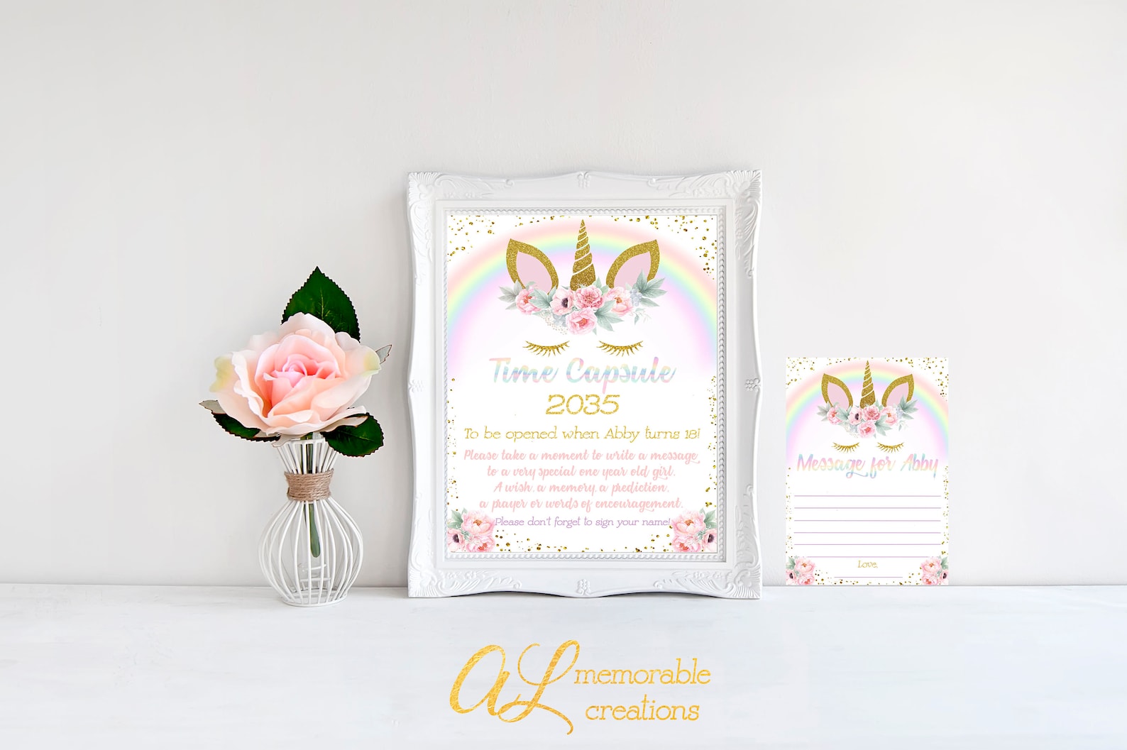 Unicorn Time Capsule Floral Unicorn Birthday Time Capsule - Etsy
