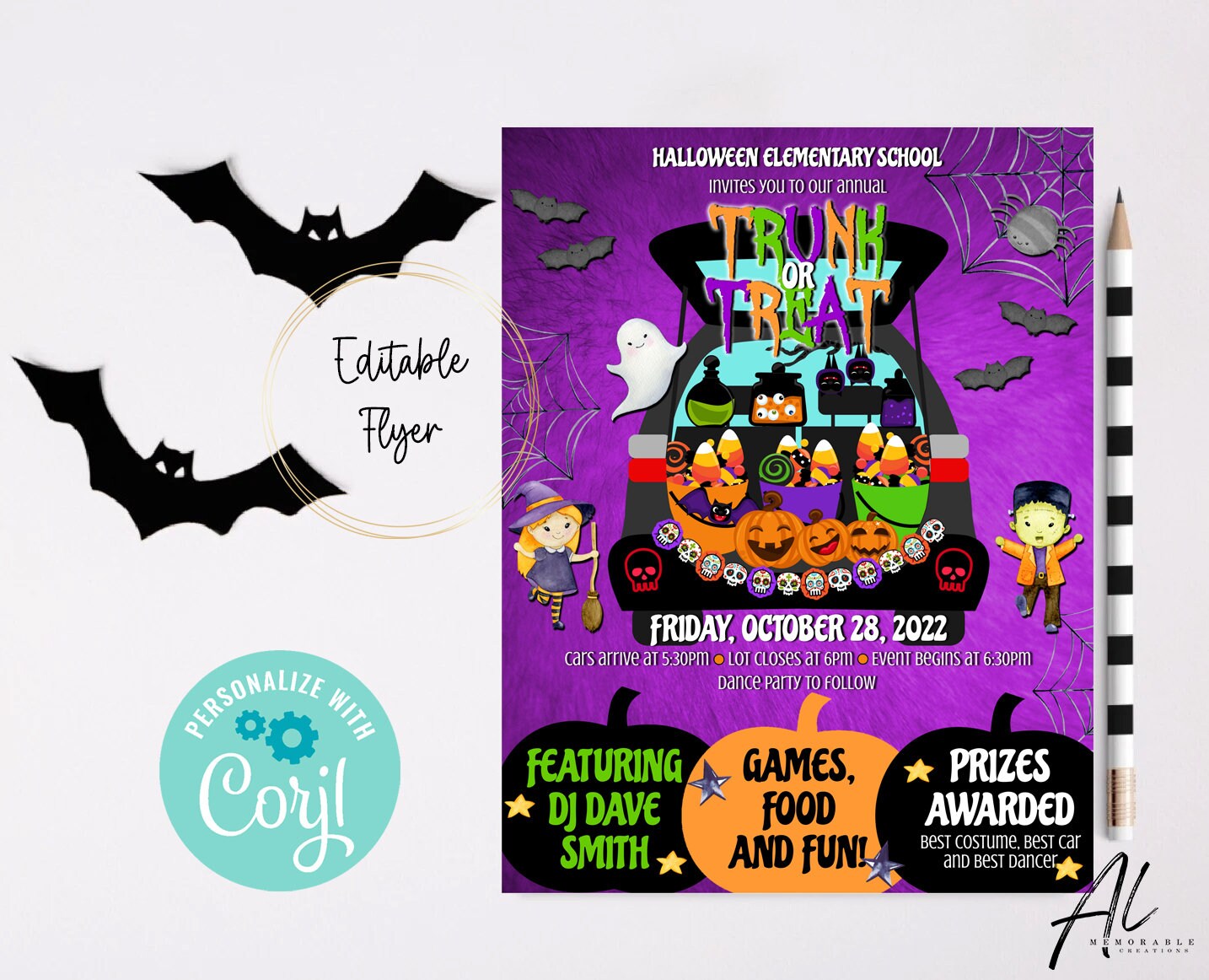 Editable Trunk or Treat Flyer, Printable Halloween Invitation, Instant ...