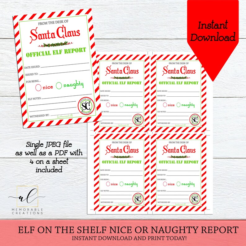Official Elf Report Printable, Elf Warning Letter, Elf Surveillance ...