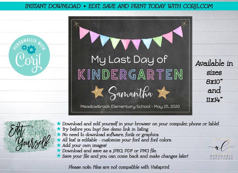 Last Day of School Sign Editable Edit Yourself Last Day of | Etsy