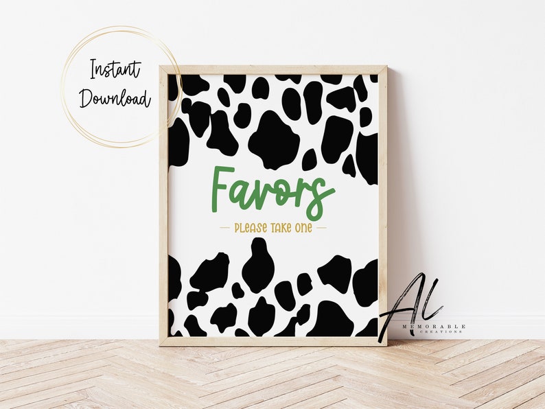 Cow Print Favors Sign, Favors Cow Print Sign, Cow Birthday Party, Cow ...