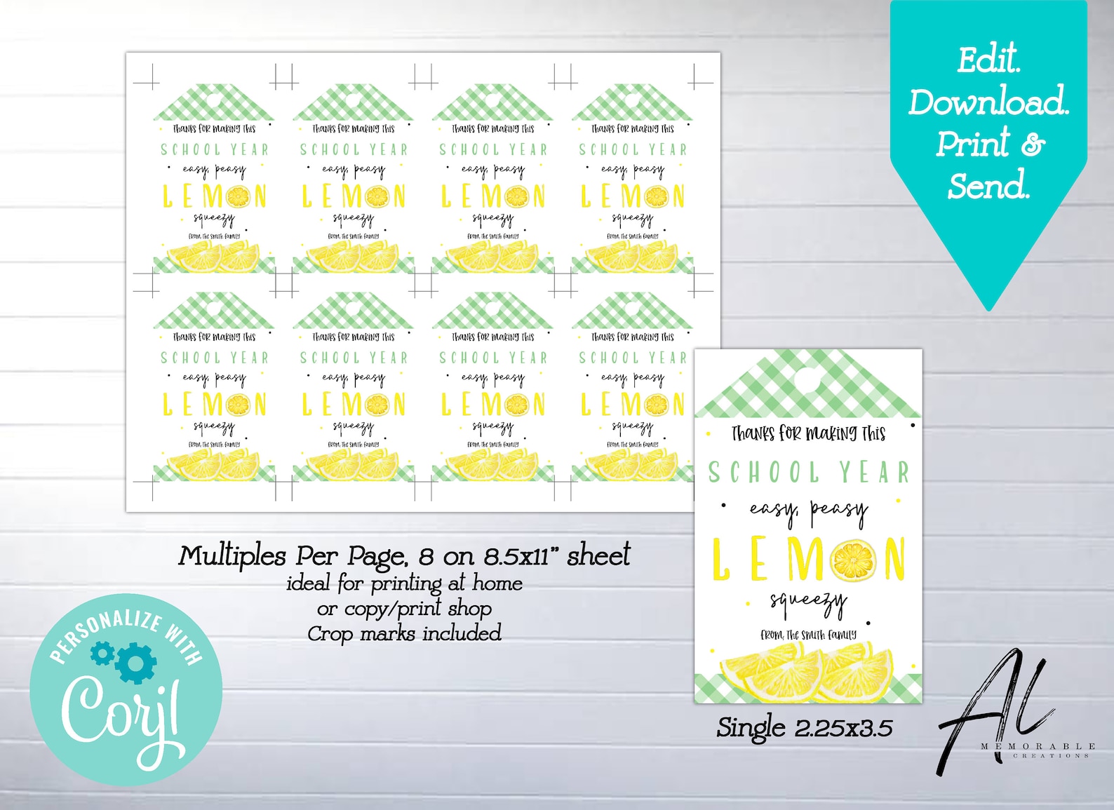 Lemon Teacher Appreciation Printable Gift Tag Editable Lemon - Etsy