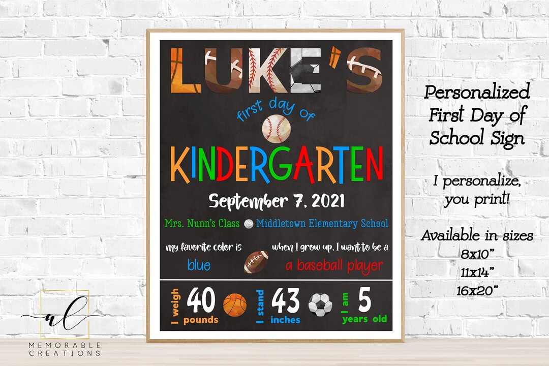 First Day of School Sign, Sports First Day of School Board, Printable ...