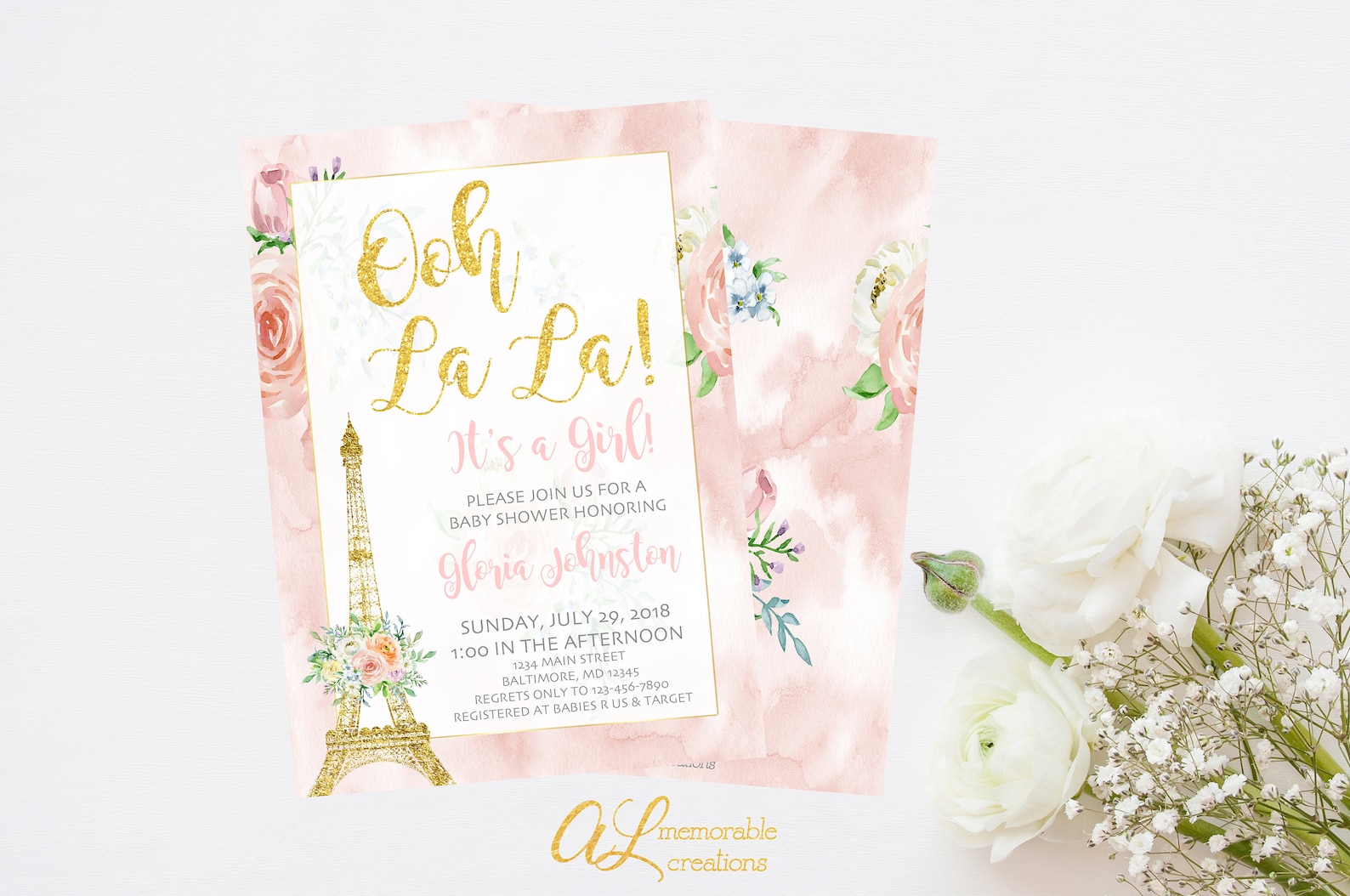 Paris Baby Shower Invitation, French Baby Shower Invitation, Eiffel ...