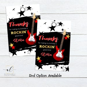 Rock and Roll Party Thank You Tags, Pink Guitar Thank You Favor Tags ...