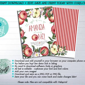 Apple Birthday Printable Invitation, Edit Yourself Apple Birthday ...
