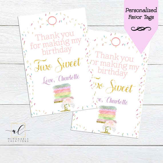 Birthday Cake Birthday Favor Tags Cake Favor Tags Girl - Etsy