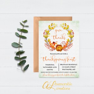 Friendsgiving Invitation, Friendsgiving Potluck, Fall Wreath Invitation ...