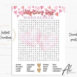 Valentine's Day Word Search, Kids Valentines Printable Activity ...