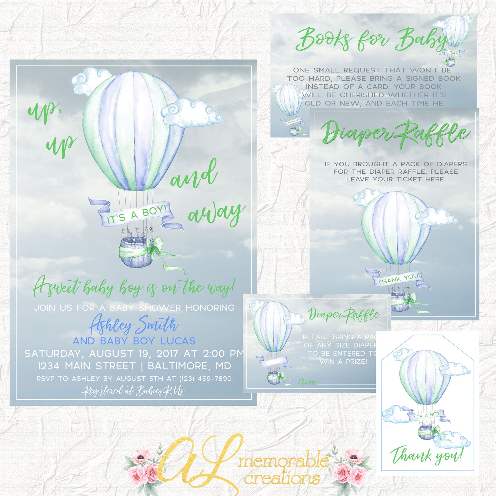 Blue Hot Air Balloon Books for Baby Insert up up and Away | Etsy