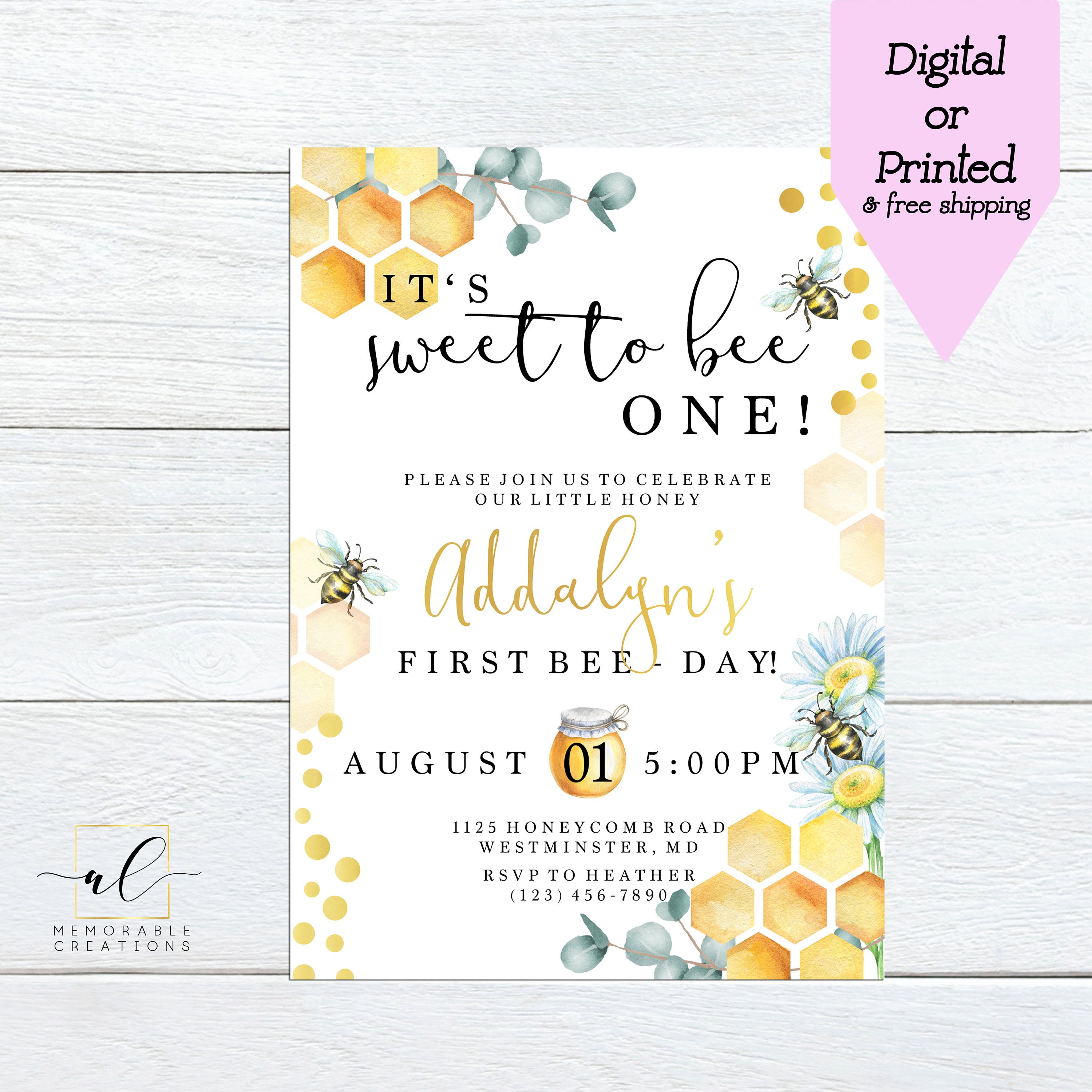 Honey Bee Birthday Invitation First Bee Day Birthday Invite - Etsy Honey Bee Birthday Invitation First Bee Day Birthday Invite - Etsy