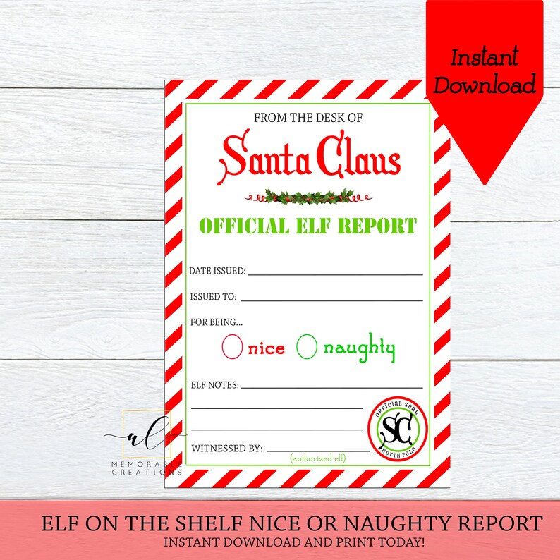 Official Elf Report Printable, Elf Warning Letter, Elf Surveillance ...