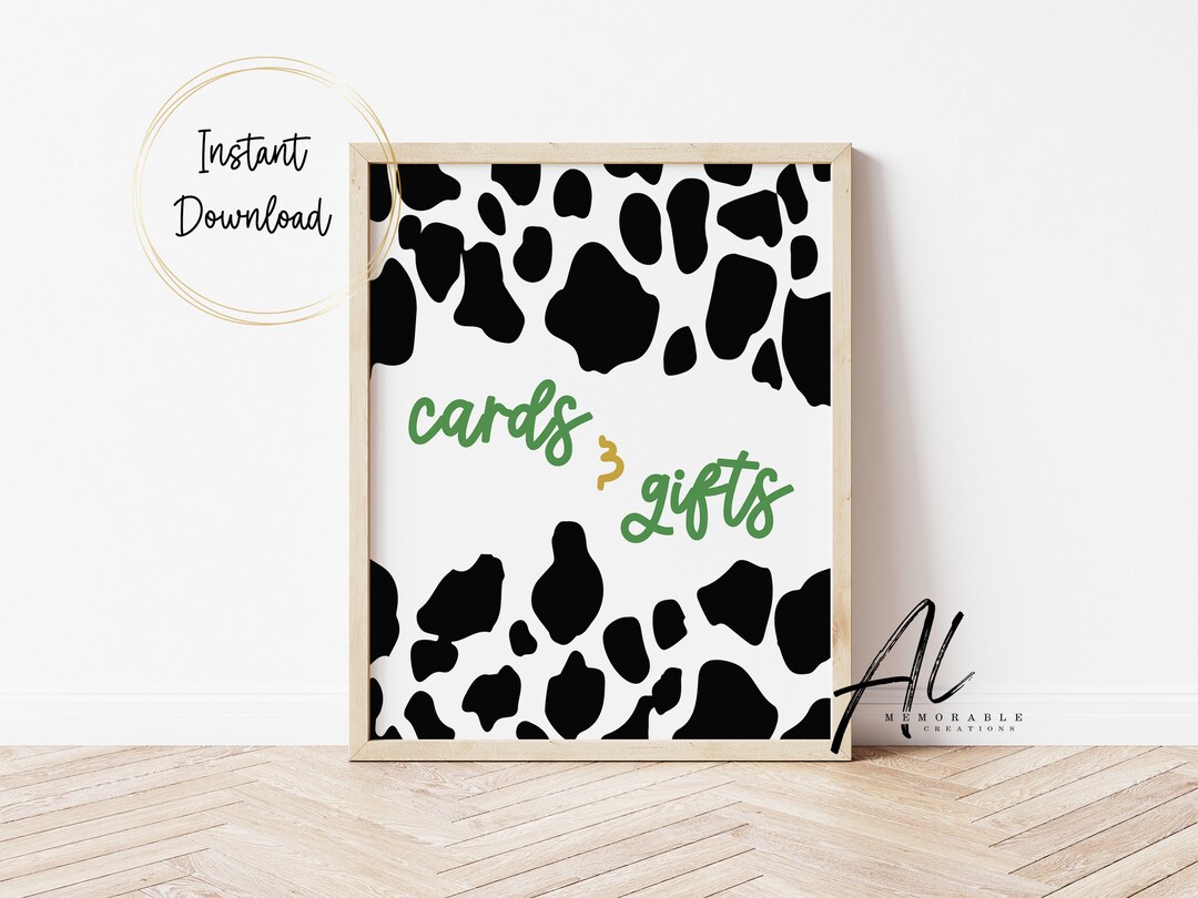 Cow Print Cards and Gifts Sign, Cards Cow Print Sign, Cow Birthday ...